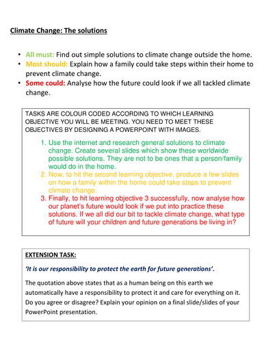 I.T task based on Climate Change | Teaching Resources