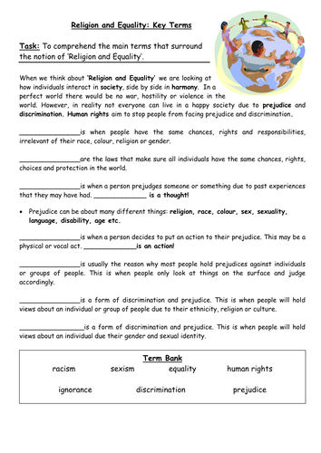 Religion and Equality key terms matching task | Teaching Resources