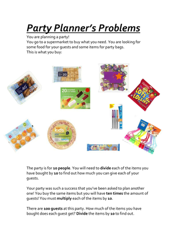 Party Planner | Teaching Resources