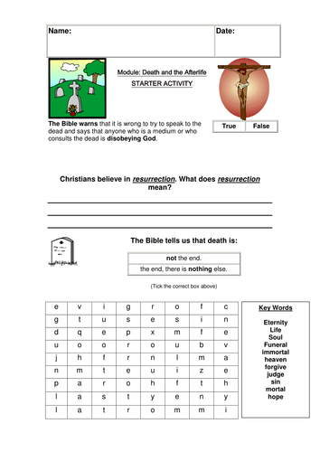 Death and resurrection: Starter activity | Teaching Resources