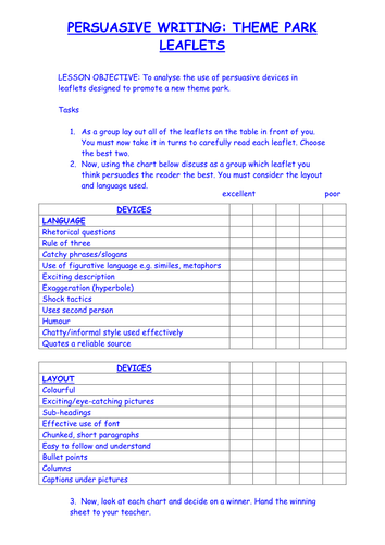 Analysis of leaflets-examining devices-peer work | Teaching Resources