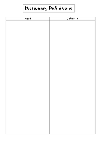 Task to test dictionary skills- starter activity | Teaching Resources