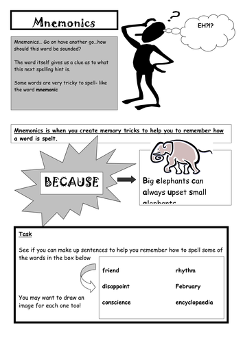 Mnemonics - Starter activity | Teaching Resources