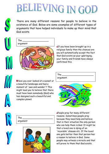 Believing in God tasks and sentence stems | Teaching Resources
