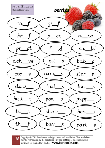 IE sound worksheet 4 (ie for chief or thief) by coreenburt - Teaching ...