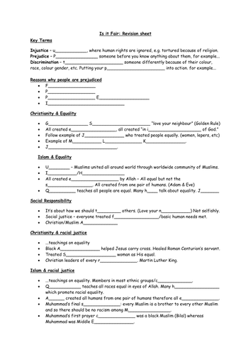 Is it Fair cloze revision | Teaching Resources