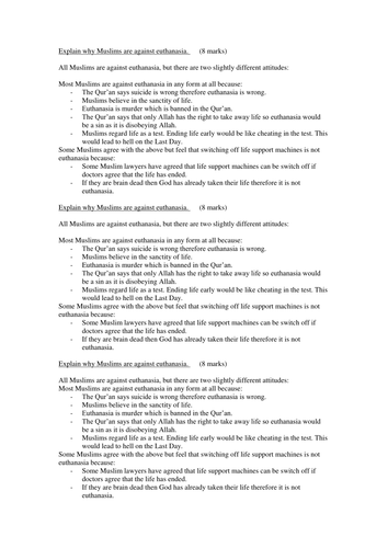 Muslims & euthanasia | Teaching Resources