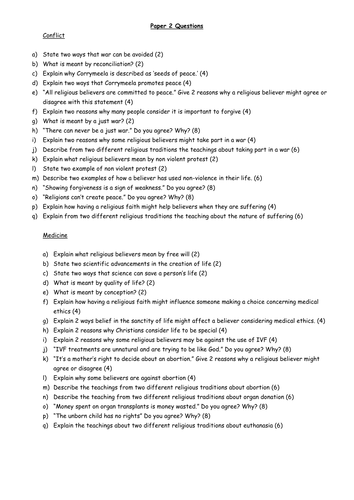 Religion & human experience past questions | Teaching Resources