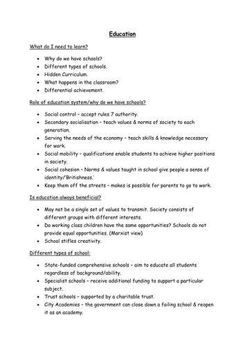 Education Revision | Teaching Resources