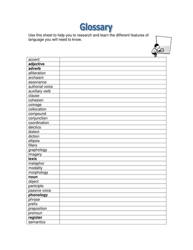 AS language glossary | Teaching Resources