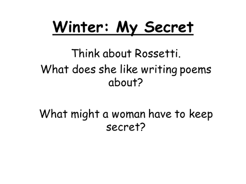 Winter My Secret by Christina Rossetti | Teaching Resources