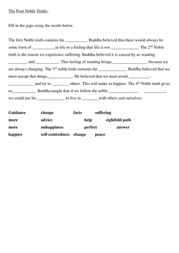 Suffering - 4 noble truths | Teaching Resources