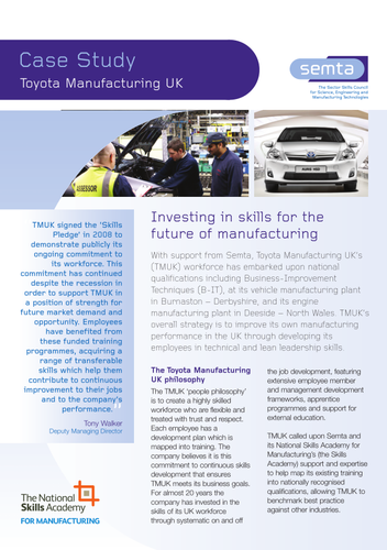 Toyota Motor Manufacturing Case Study | Teaching Resources