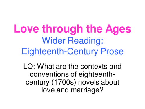Love through the ages - Defoe & Richardson | Teaching Resources