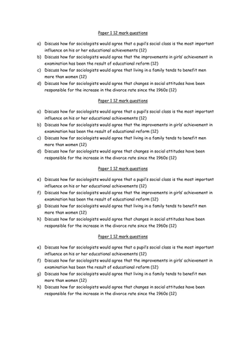 12 mark questions and answers | Teaching Resources 12 mark questions and answers | Teaching Resources