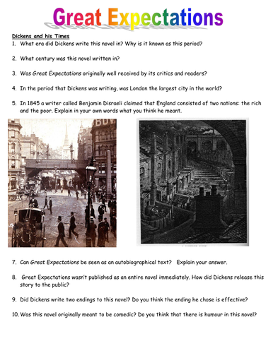 Great Expectations: questions on context | Teaching Resources