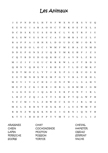 French Pets Wordsearch and colouring in activity by sallypond ...