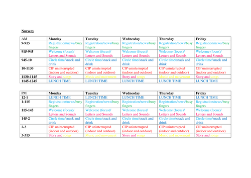 Early Years Timetable and Planning by miss_wilson - Teaching Resources ...