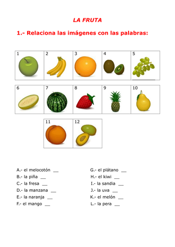 La fruta | Teaching Resources