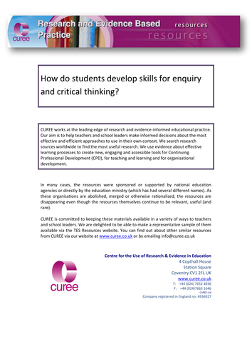 Research - skills for enquiry & critical thinking | Teaching Resources