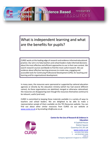 Research - independent learning for pupils | Teaching Resources