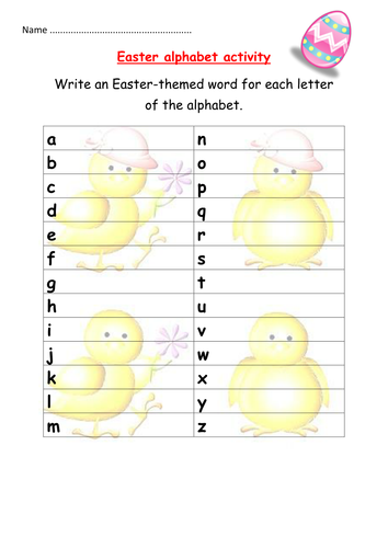 Easter words dictionary alphabet activity | Teaching Resources