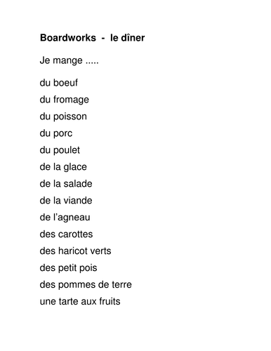 Manger et boire - Boardworks unit 10 key vocab | Teaching Resources