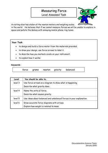forces level assessed task | Teaching Resources
