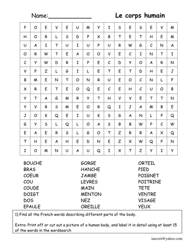 Le corps humain - wordsearch | Teaching Resources