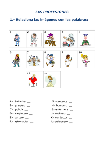 Las profesiones - juegos | Teaching Resources