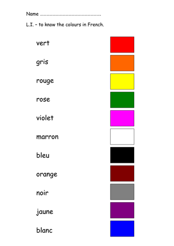 French colour match up | Teaching Resources