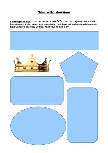 Macbeth: Tracing the Theme of Ambition: Worksheet! | Teaching Resources