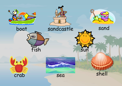 Summer beach word mat | Teaching Resources