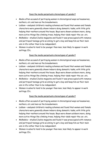 Does the media perpetuate stereotypes of gender? | Teaching Resources