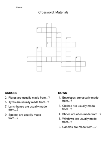 Crossword Activity | Teaching Resources
