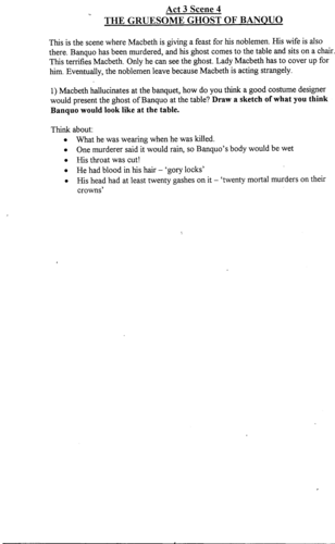 Macbeth: Staging Banquo's Ghost Scene: Activities! | Teaching Resources