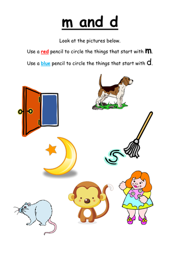 Sort the m and d words by initial sound | Teaching Resources