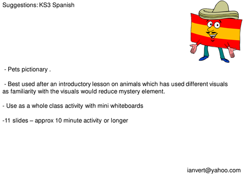 Pets Pictionary - Spanish | Teaching Resources