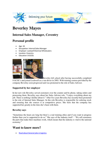 Internal Sales Manager case study | Teaching Resources