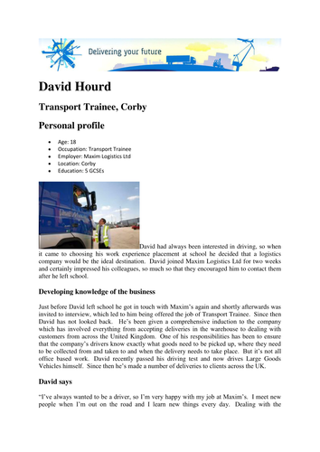 Transport Trainee case study | Teaching Resources