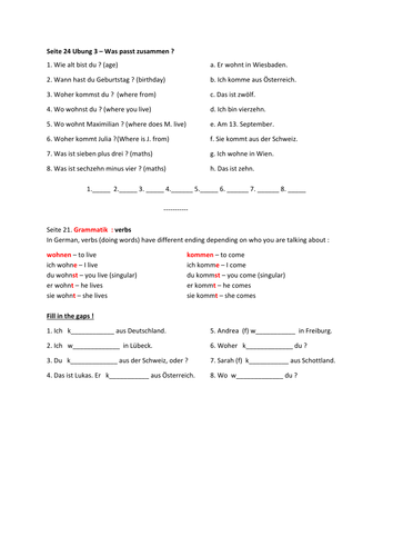 wohnen or kommen ? | Teaching Resources