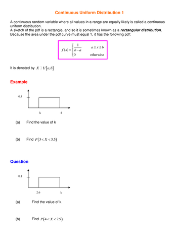 Continuous Random Variables | Teaching Resources Continuous Random Variables | Teaching Resources