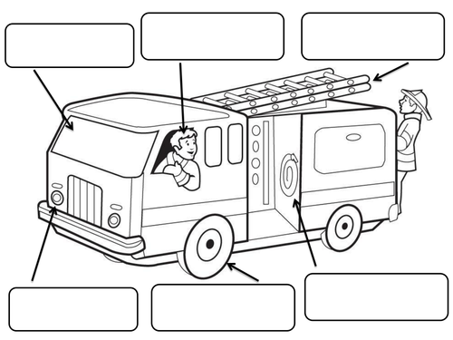 Fire Engine to label and colour by claireh1039 - Teaching Resources - Tes