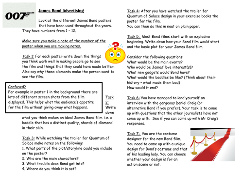 James Bond poster analysis and worksheet | Teaching Resources