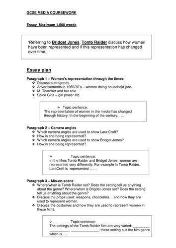 Media Studies Essay plan - Bridget Jones represent | Teaching Resources