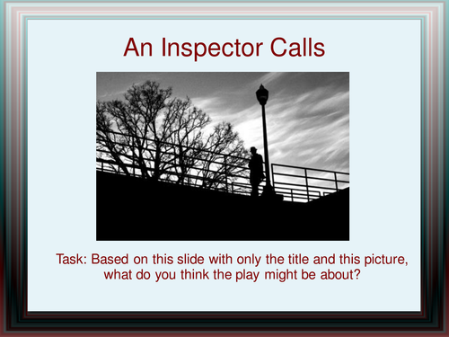 An Inspector Calls: pre- reading starter activity | Teaching Resources