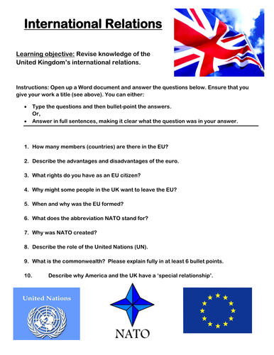 The UK and its international relations: revision | Teaching Resources