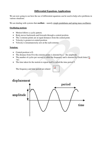 Differential Equations Applications | Teaching Resources Differential Equations Applications | Teaching Resources