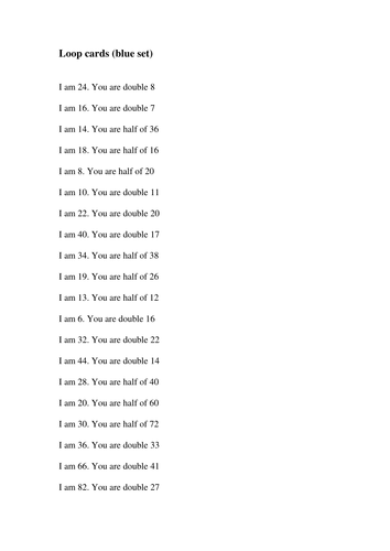 Loop Cards - Blue Numeracy | Teaching Resources
