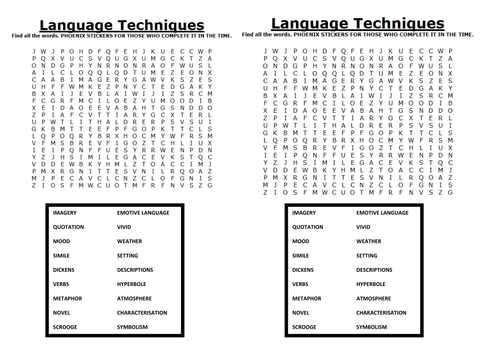 A Christmas CAROL techniques word search | Teaching Resources